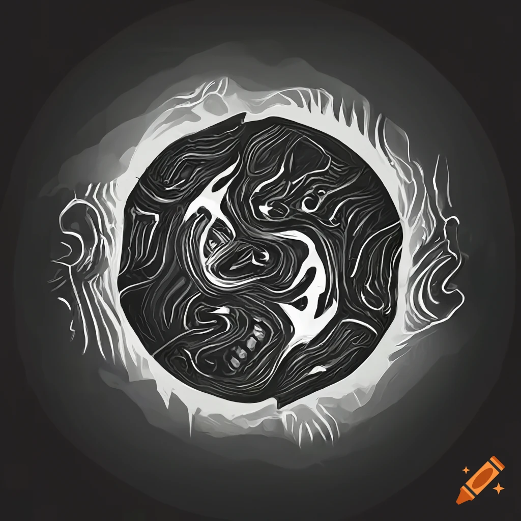 Forest elemental artifact card icons in black and white on Craiyon