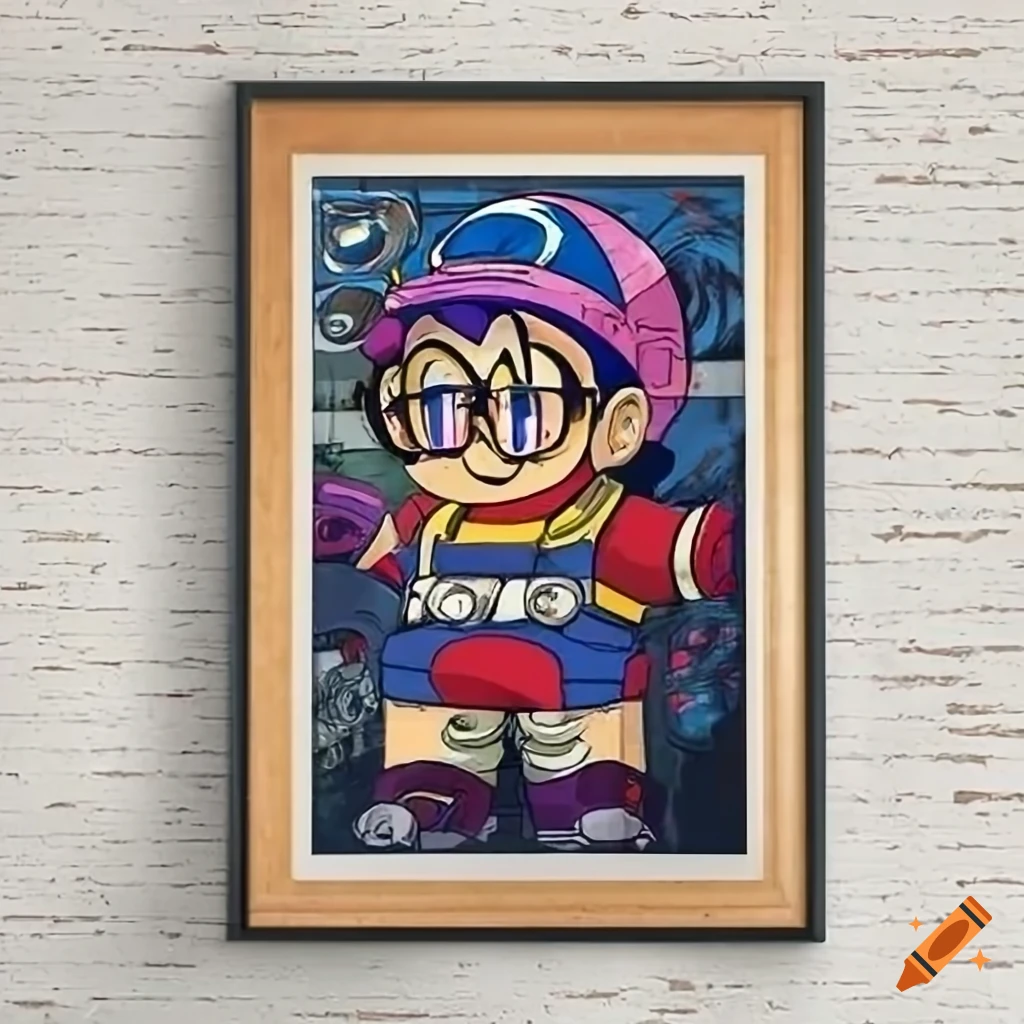 Vintage-inspired propaganda poster featuring Arale Robot with a mug of ...