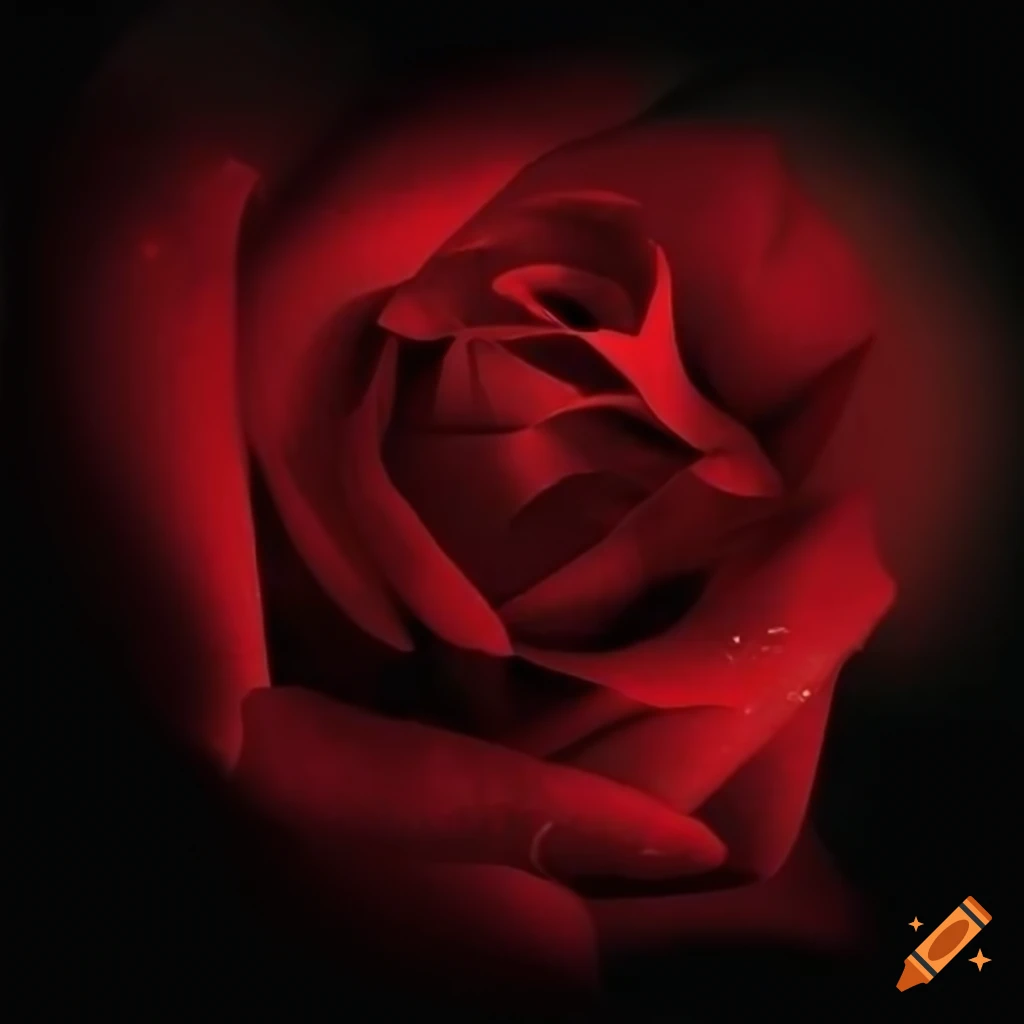 Abstract red rose on black background on Craiyon