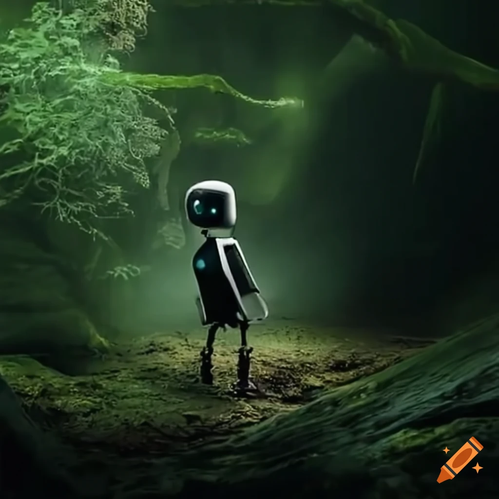 Robots walking in a natural landscape on Craiyon
