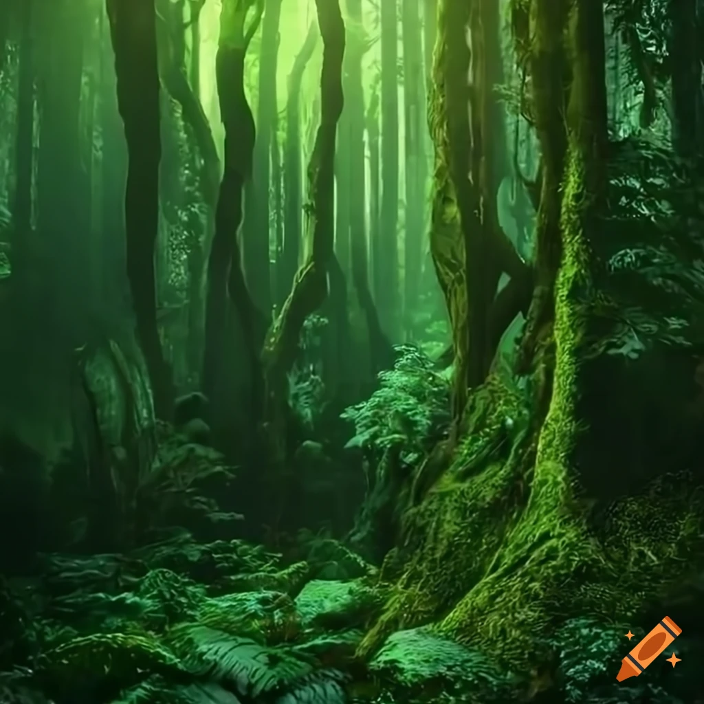 Jungle forest landscape with realistic vines inspired by halo infinite ...