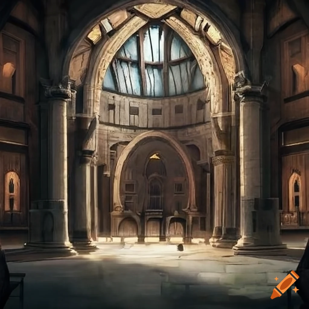 Futuristic medieval military interior architecture on Craiyon