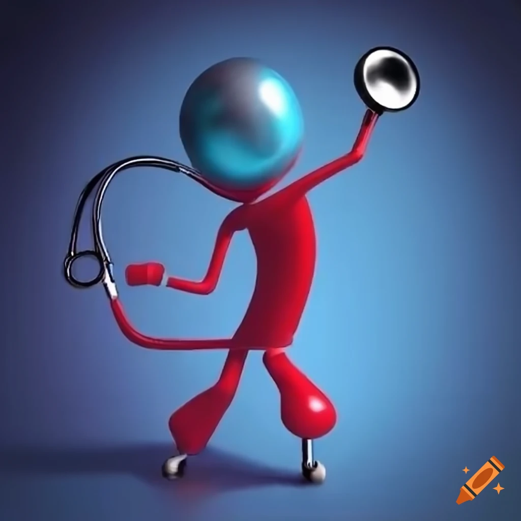 Pen and mic with dancing stethoscope on Craiyon