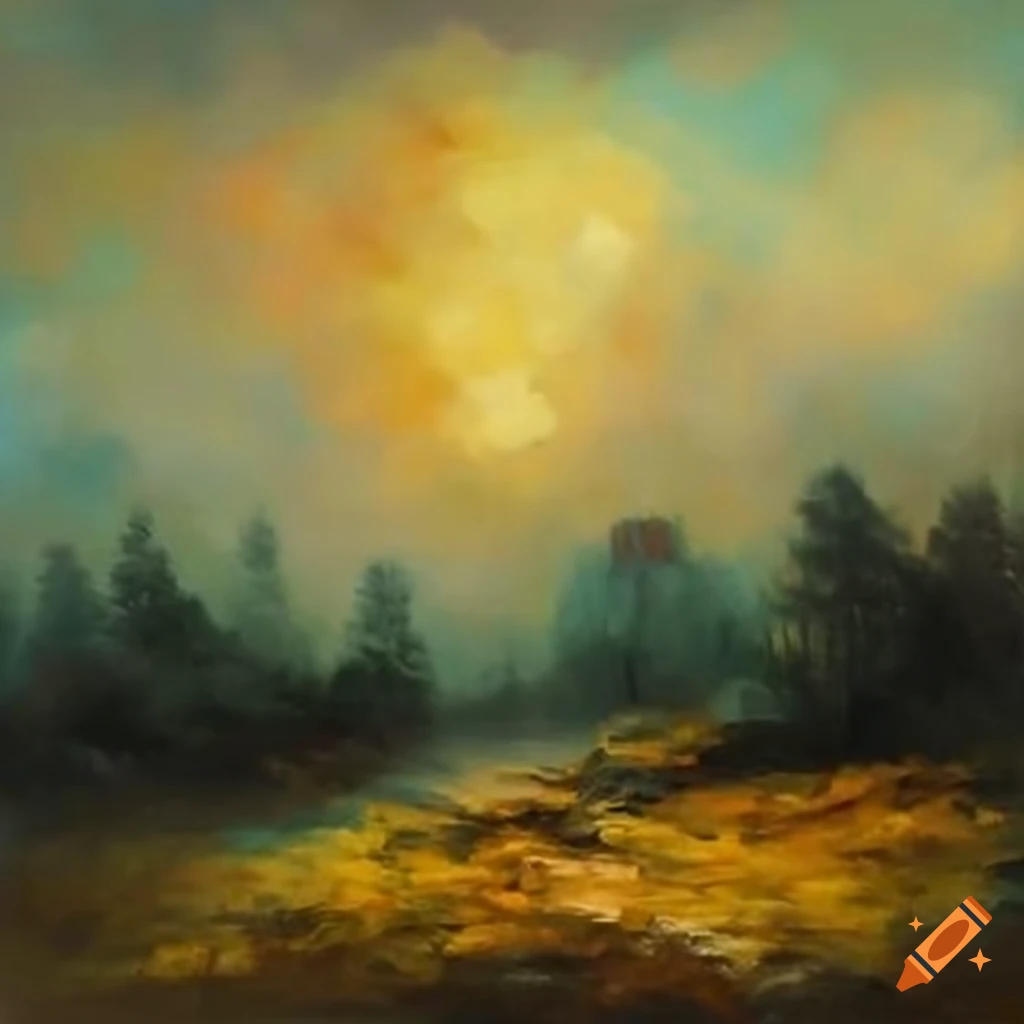 Impressionist-style landscape of a World War 2 battlefield on Craiyon