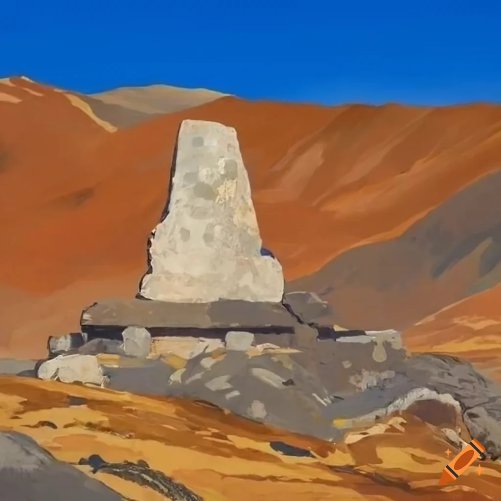 Cyclopean stone gateway entrance in the mountains of Tibet with massive ...