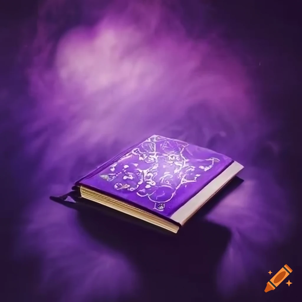 Cover of a violet magic book on Craiyon