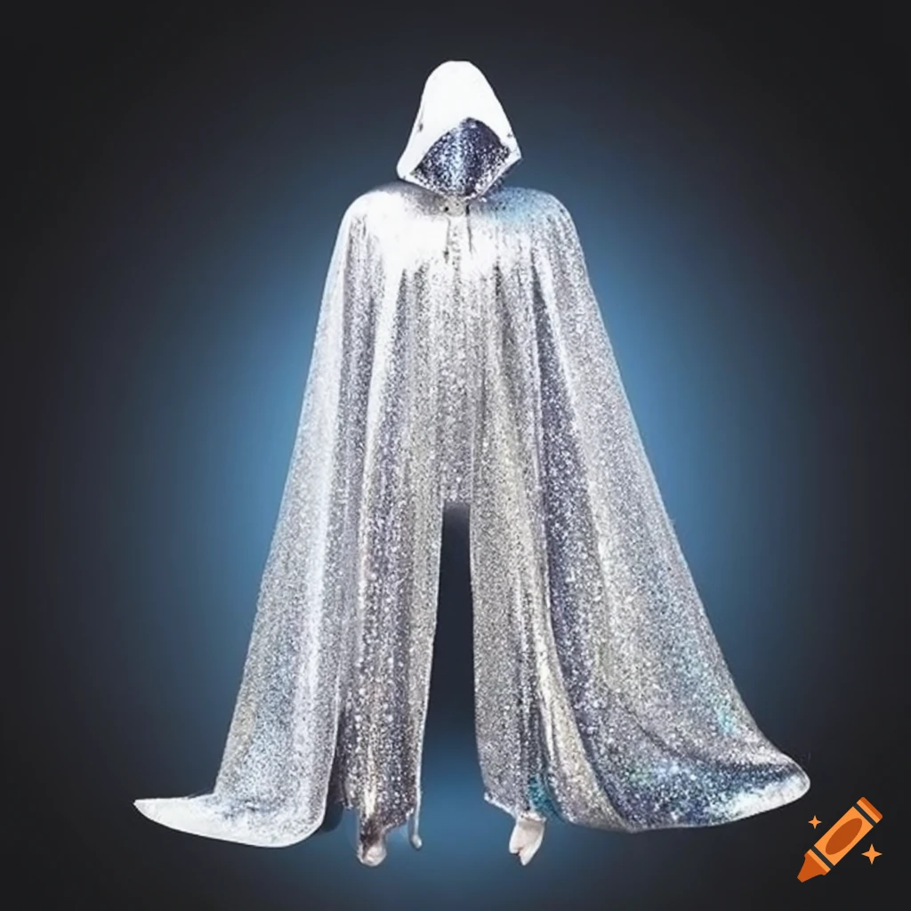 Silver sparkly cloak on Craiyon