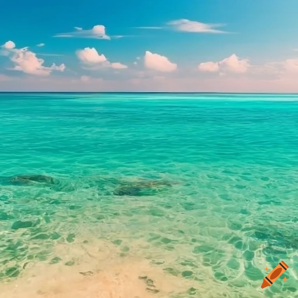 Idyllic palm-fringed beach with crystal-clear turquoise water in a ...