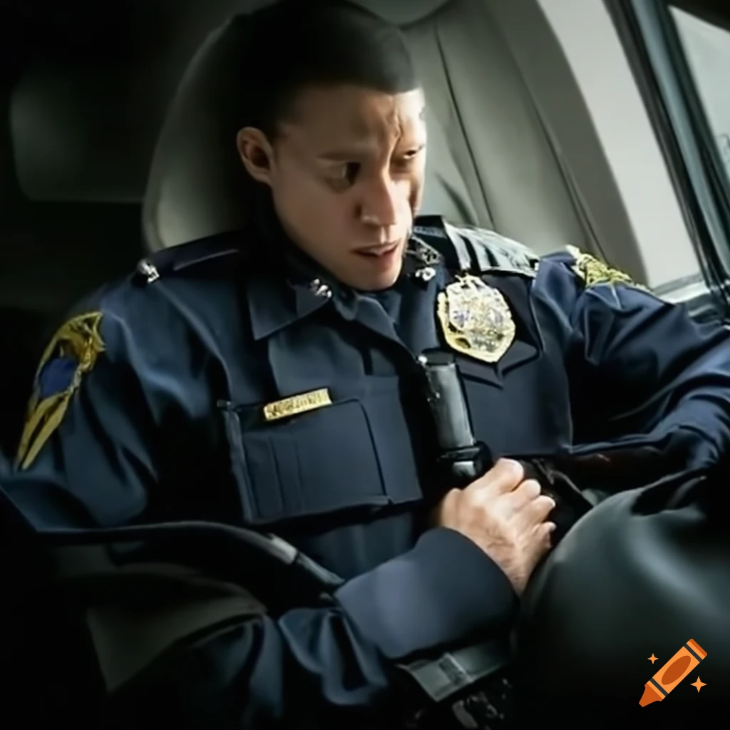 Exhausted San Diego police officer on Craiyon