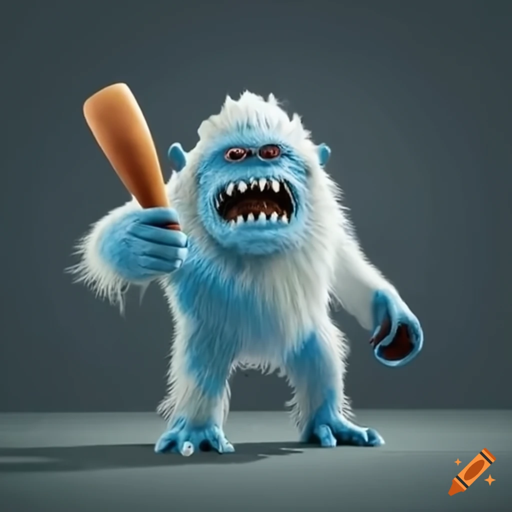 Playful yeti playing baseball on Craiyon