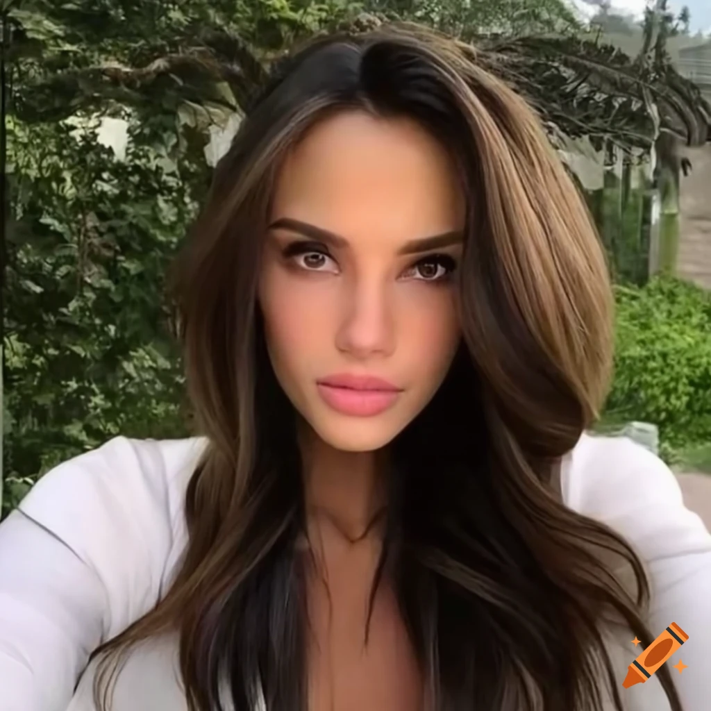 Beautiful model showcasing timeless beauty in a classic selfie on Craiyon