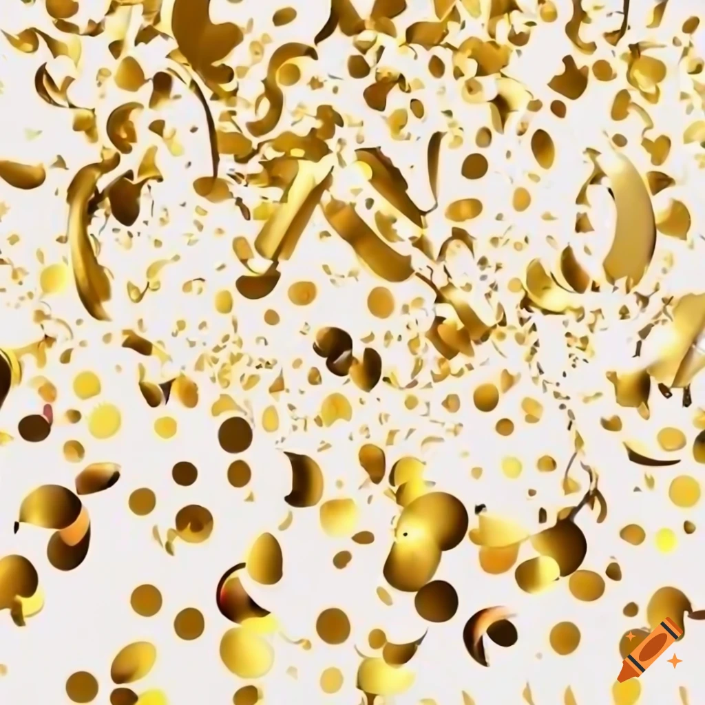 Golden confetti on white background on Craiyon