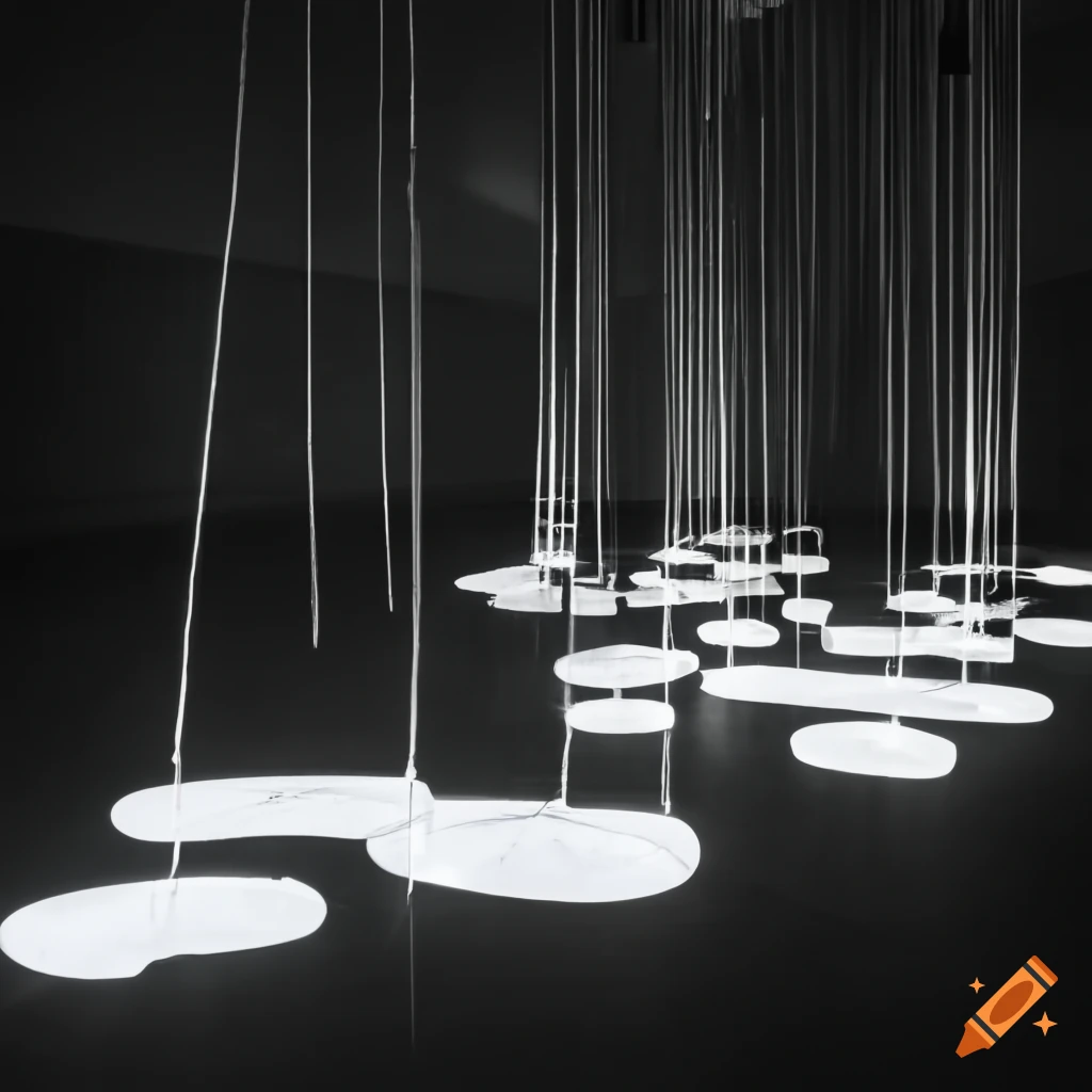 Light art installation in black and white on Craiyon