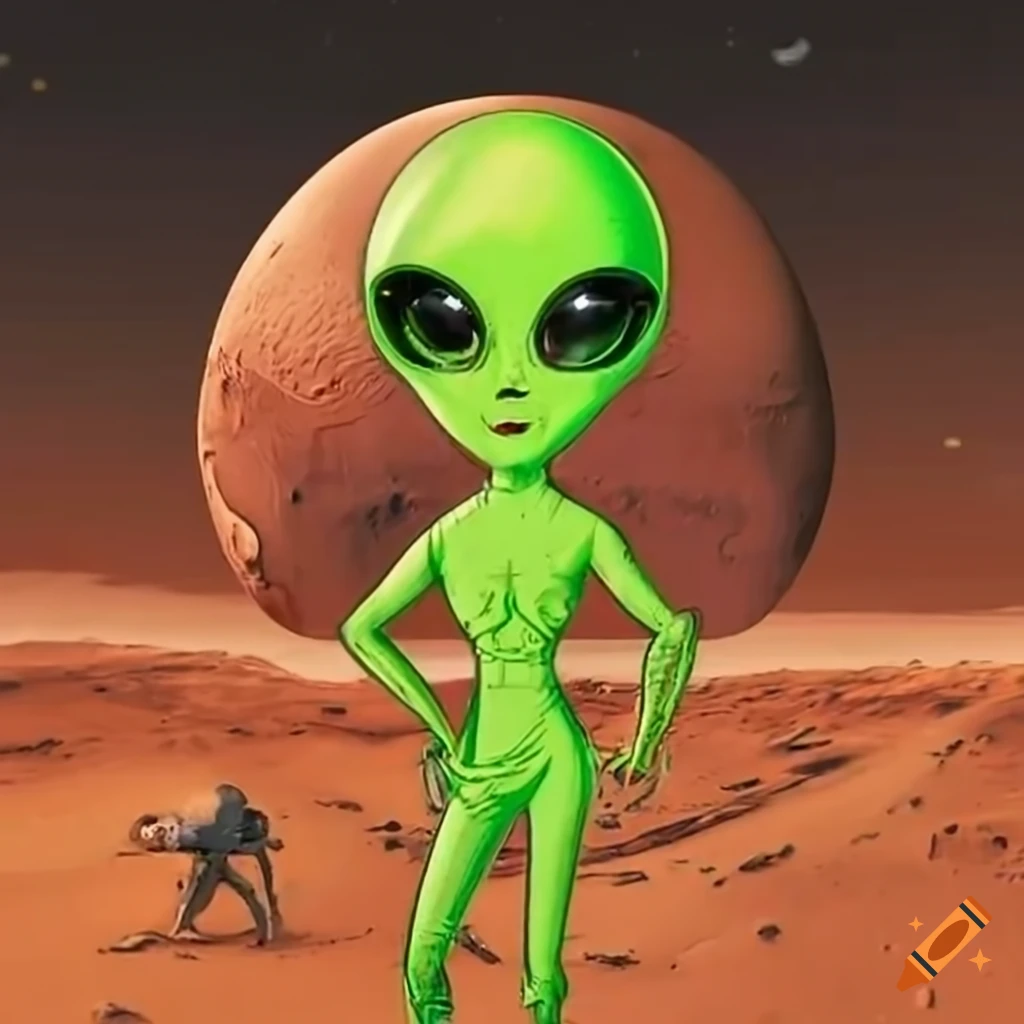 Astronaut with a green alien on mars on Craiyon