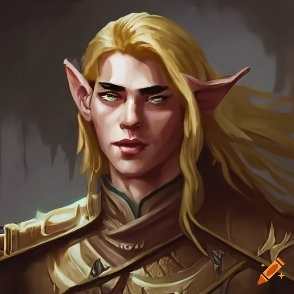 Handsome elf man depicted in magic: the gathering art style on Craiyon