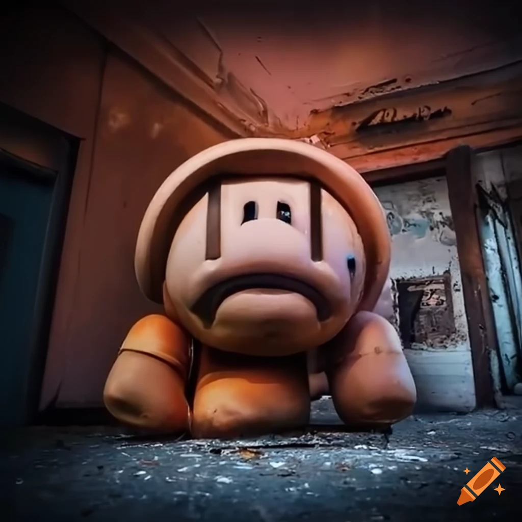 Closed sign in front of an abandoned super mario themed bakery on Craiyon