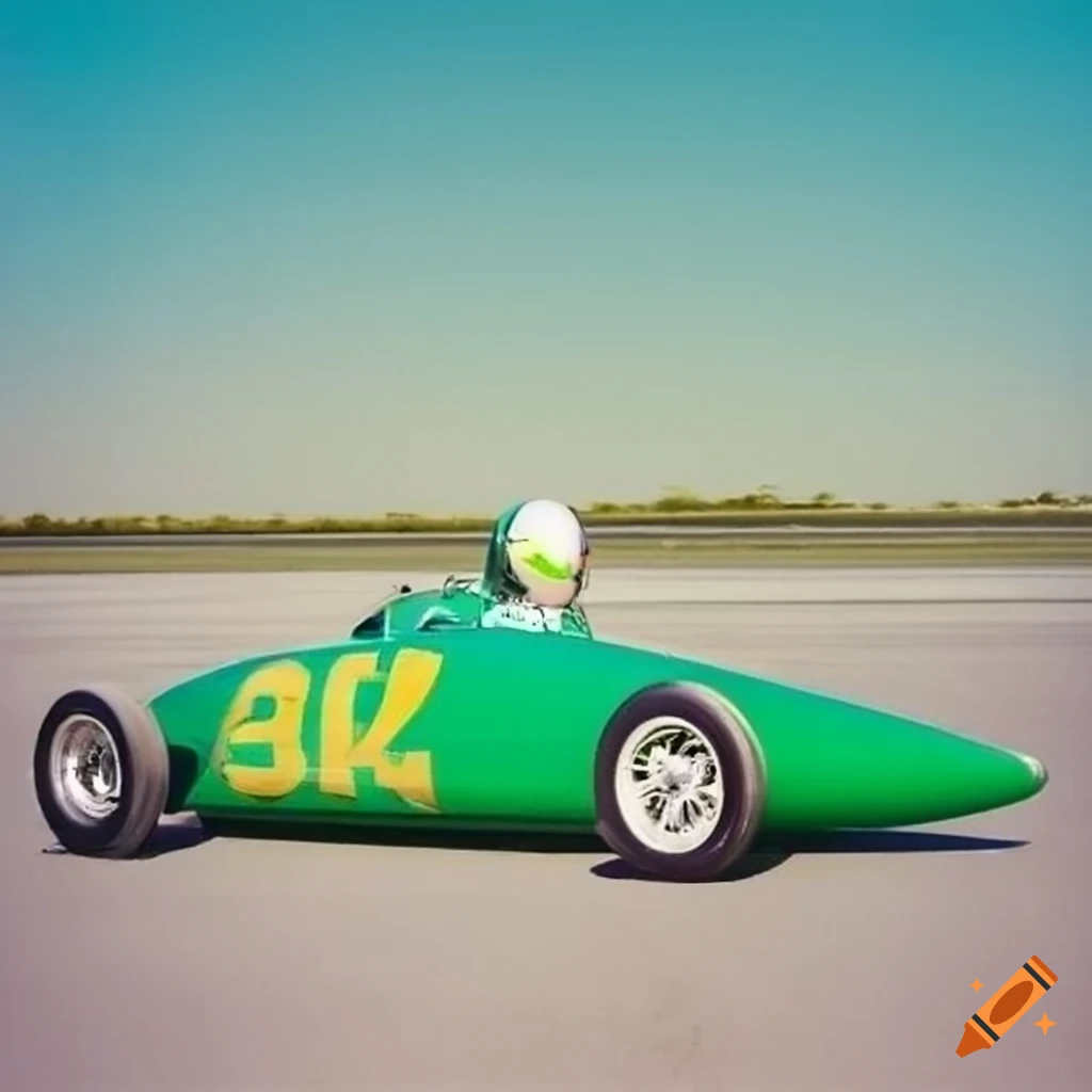 Cucumber racing in a vintage technicolor photo on Craiyon