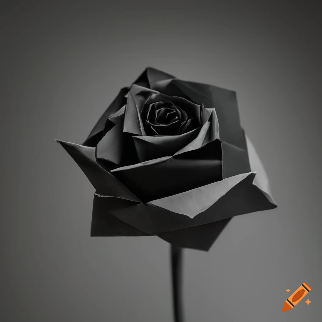Black origami paper rose on Craiyon