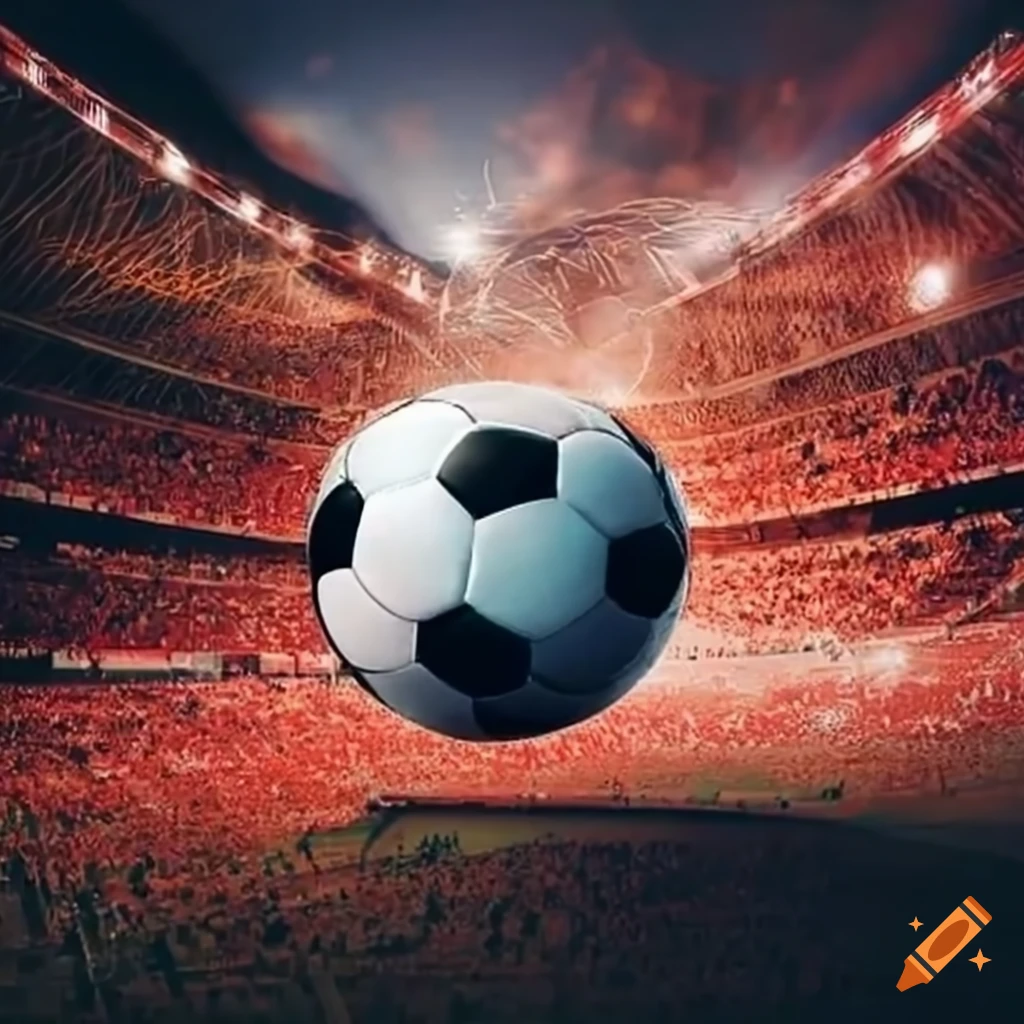 Exciting soccer match showdown in a professional stadium on Craiyon