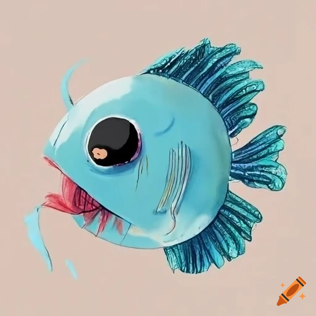 Thread drawing of a one-eyed fish on Craiyon