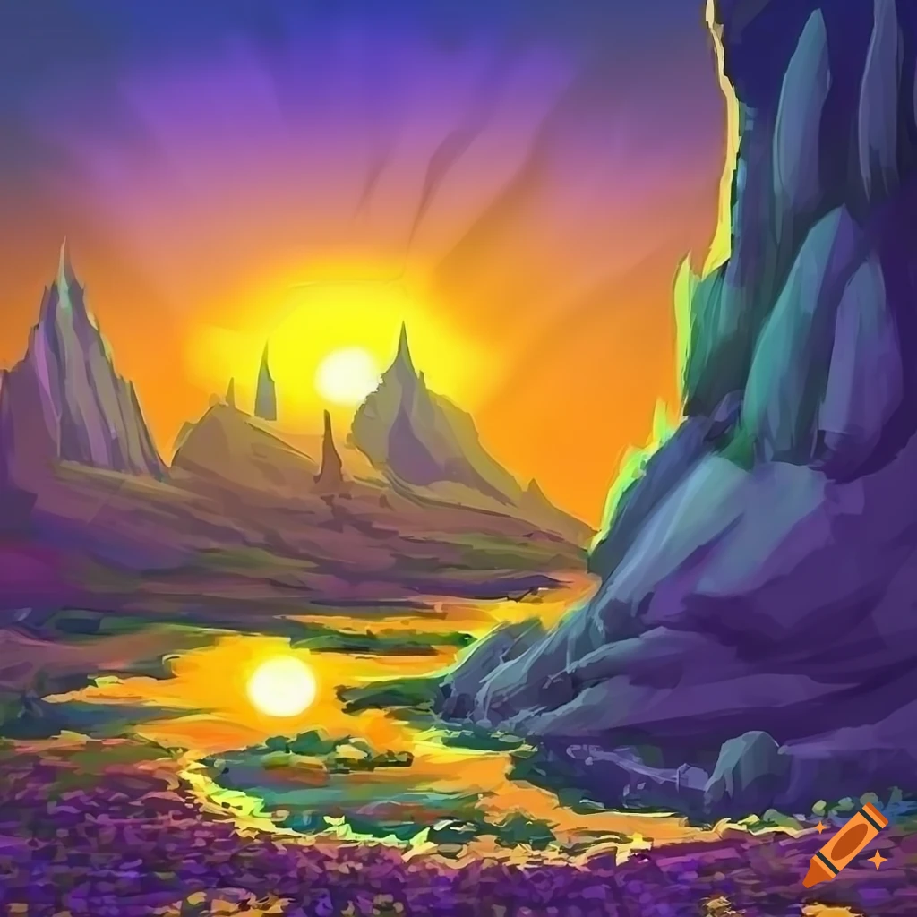 Sun-drenched pinnacle in a fantasy art style on Craiyon