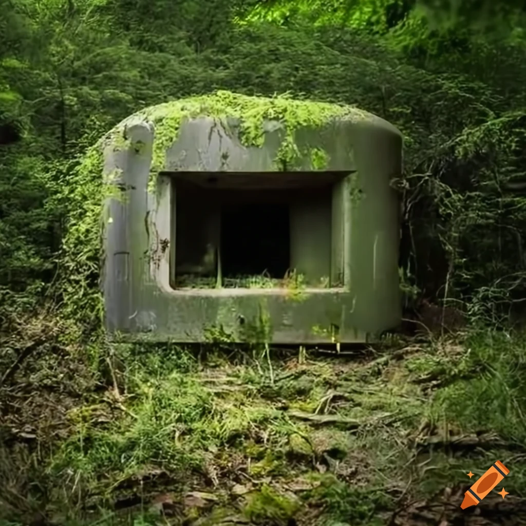 Abandoned military bunker in overgrown forest with a futuristic vibe on ...