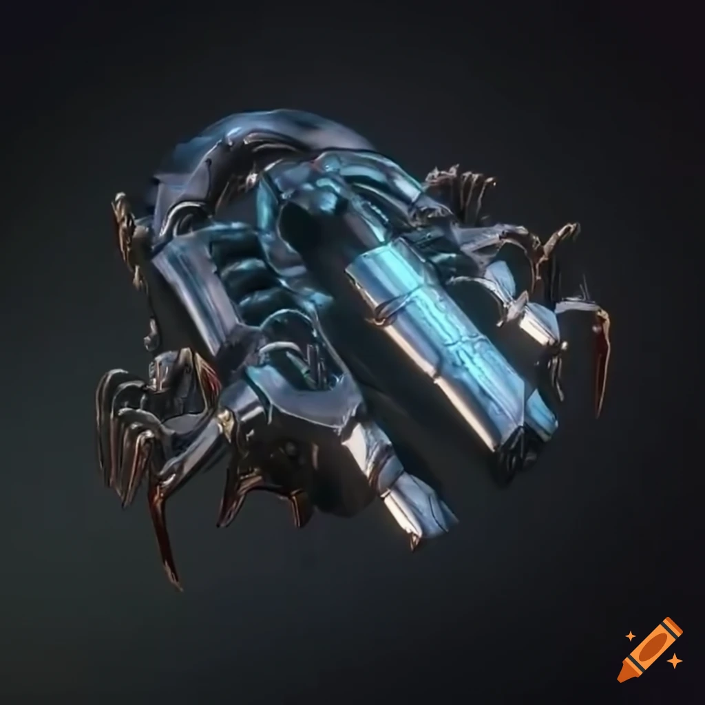 Chrome-plated biomechanical space cannon with centipede legs in a ...