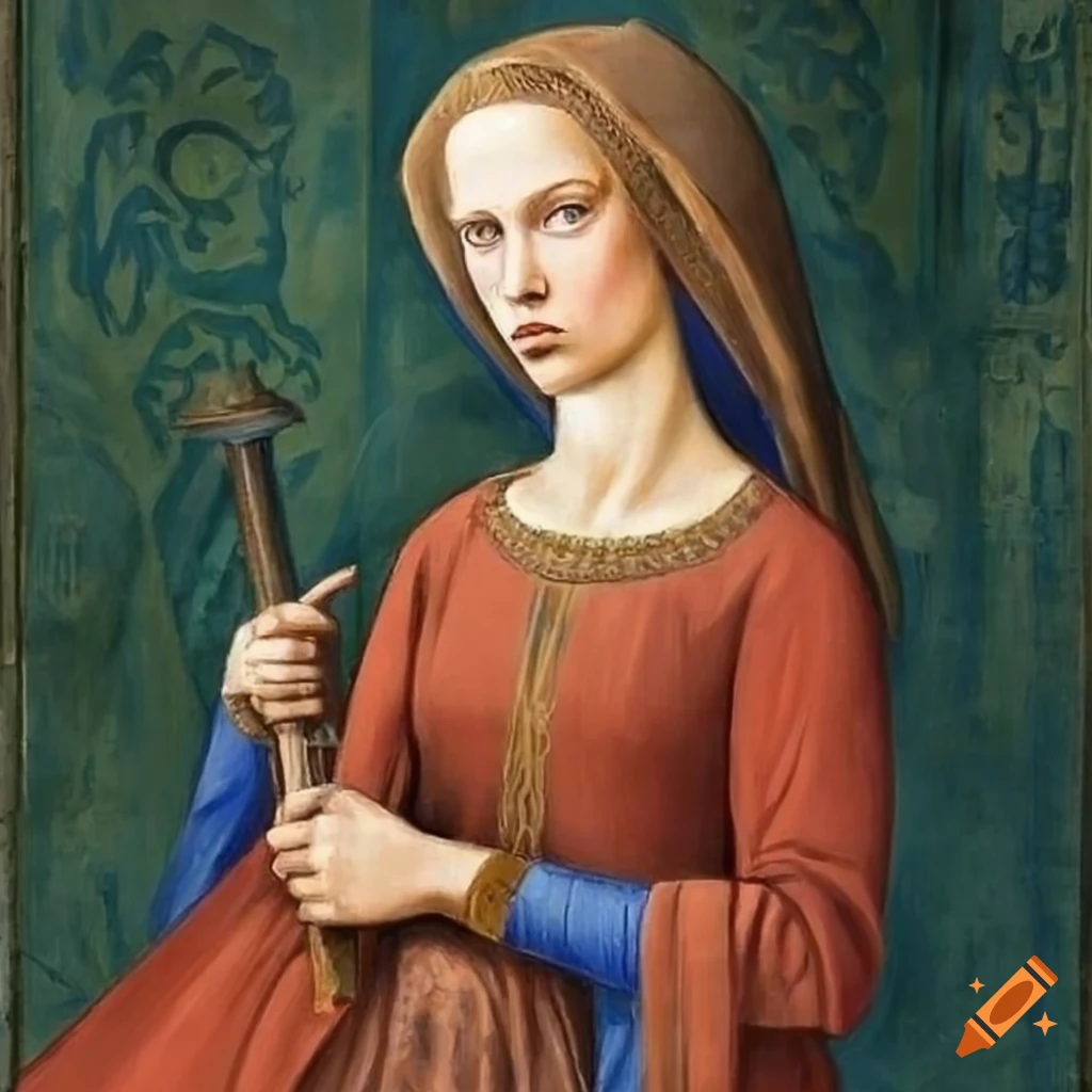 Medieval woman painting on Craiyon