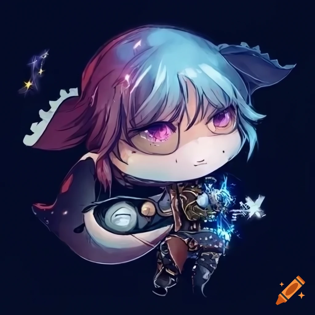 Anime chibi space pirate with a space whale on Craiyon