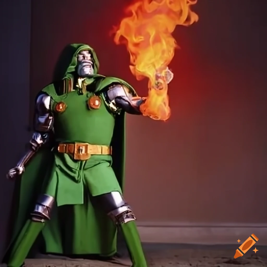 70s style live action battle between dr. doom and the human torch on ...