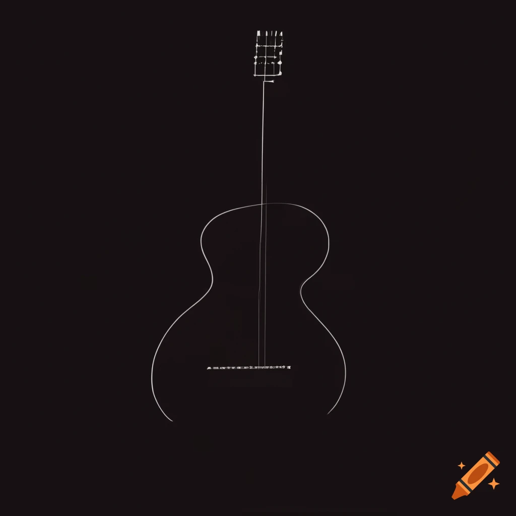 Minimalistic 2d black silhouette of a classical guitar on Craiyon