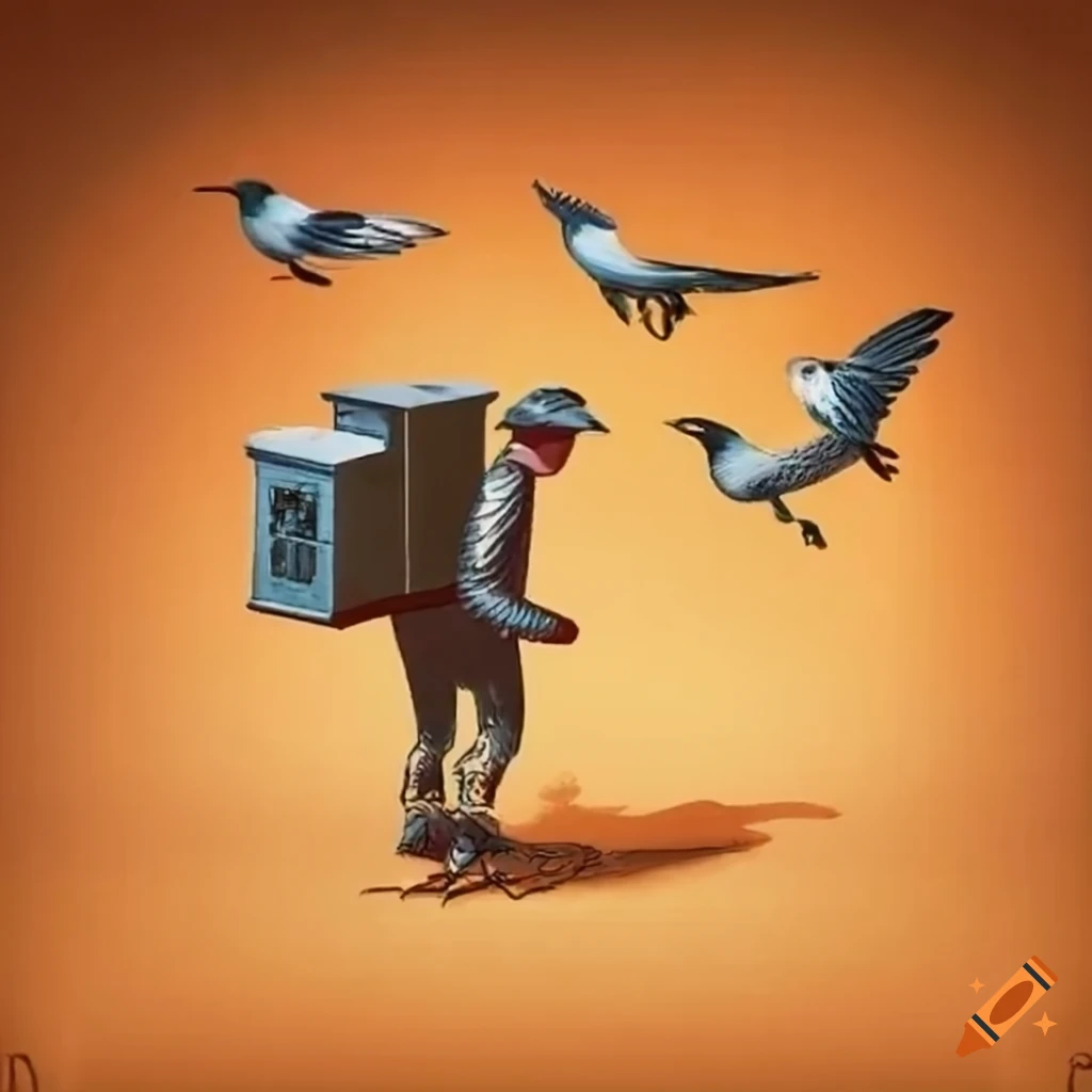 Birds carrying mail in an old-fashioned postal system setting on Craiyon