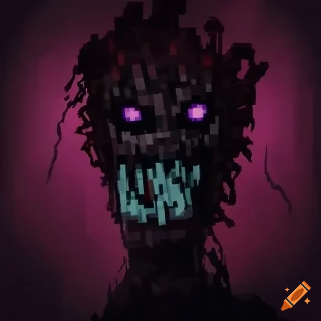 Minecraft horror scene on Craiyon