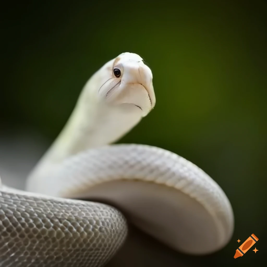 White shiny snake in macro photography on Craiyon