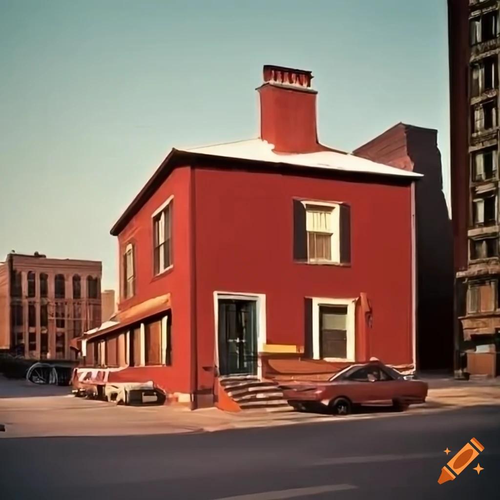 Red house in chicago's 1970s barrio on Craiyon