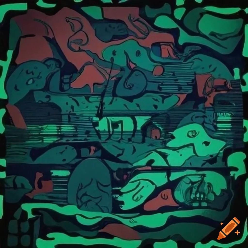 Abstract depiction of a complex world war 1 trench war scene on Craiyon