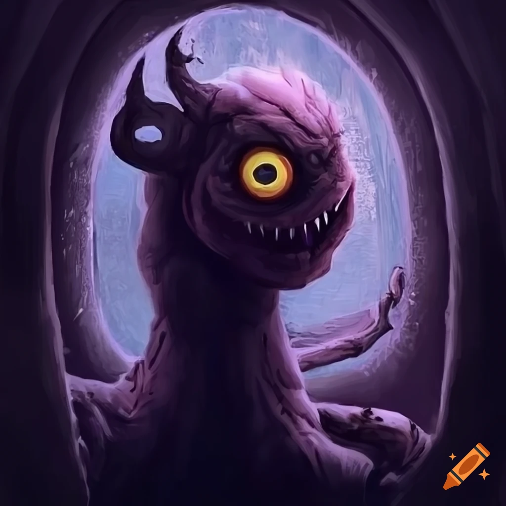 Monster peering through a window at night on Craiyon