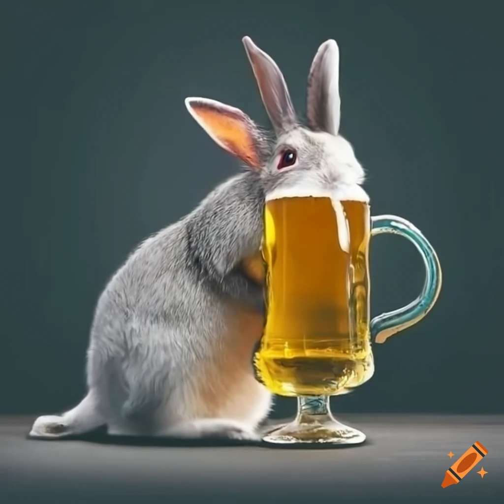 Rabbit enjoying a beer on Craiyon