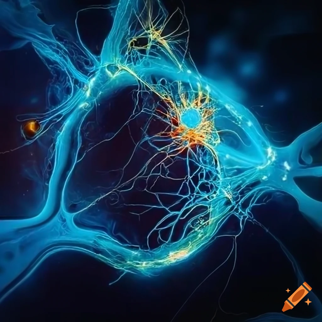 Abstract representation of cosmos with interconnected neurons ...