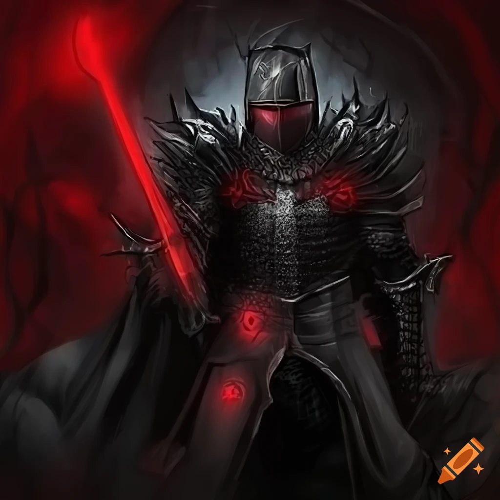 Black knight with red eyes on Craiyon