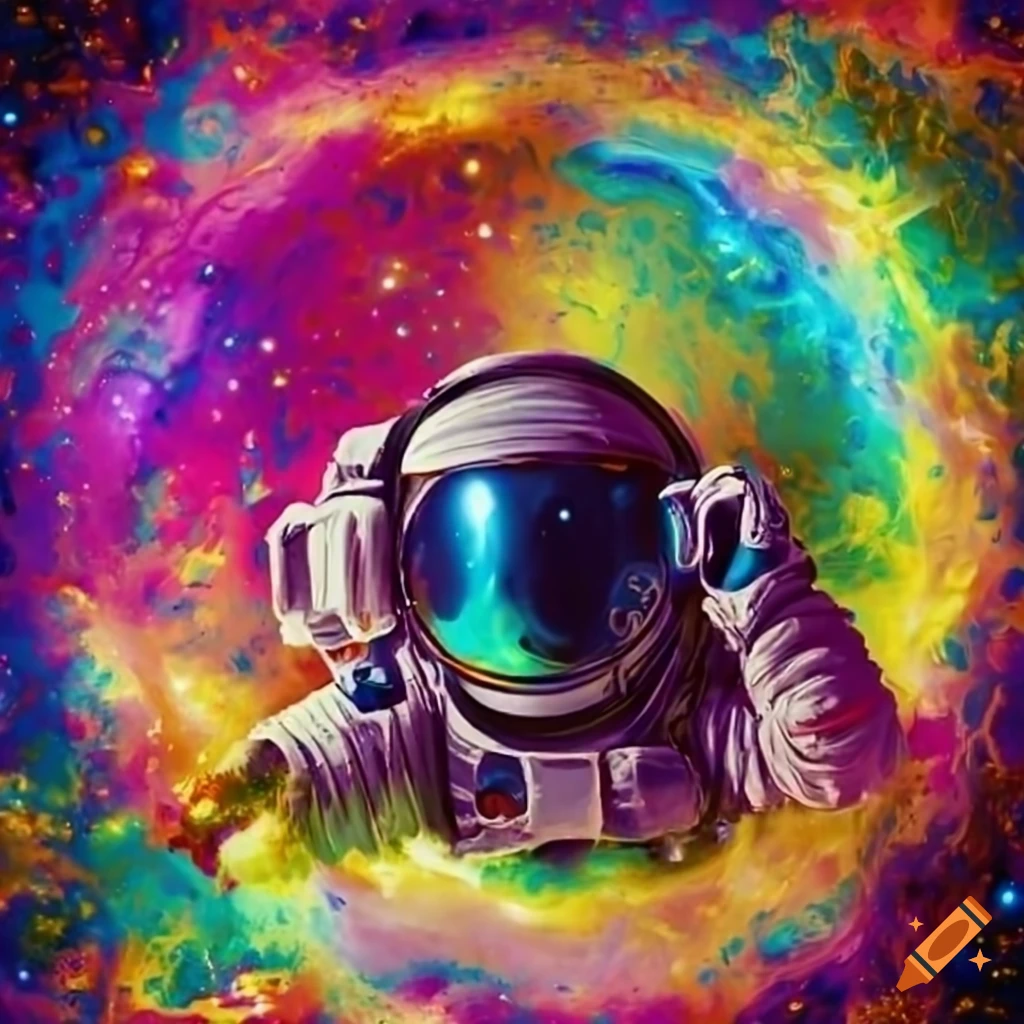 Astronaut in colorful cosmic explosion on Craiyon