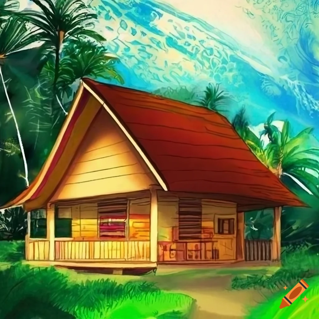 House with philippines ethnic design drawing on Craiyon