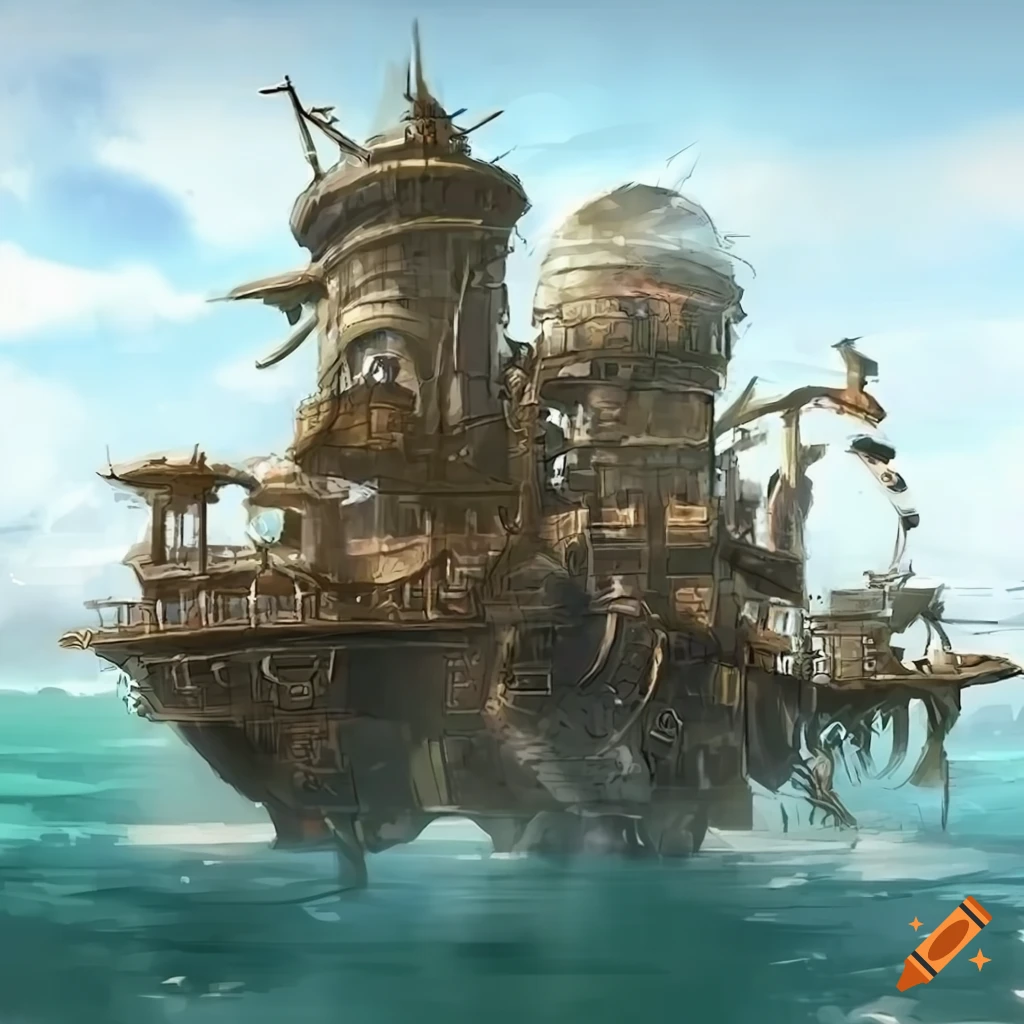 Steampunk Imperial Harbor concept art on Craiyon