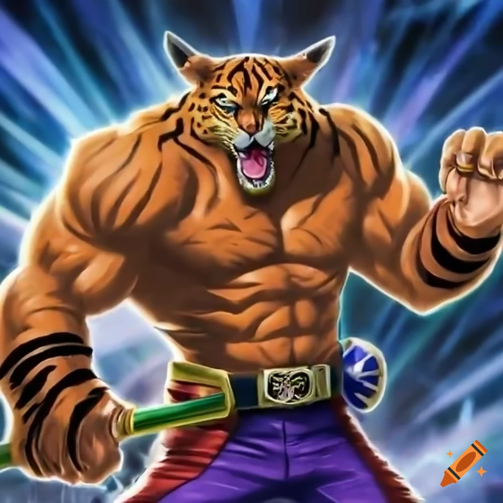 Yu gi oh 4k artwork of a tiger man warrior on Craiyon