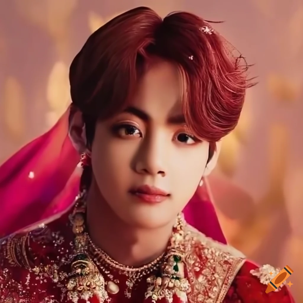 BTS member V in traditional Indian wedding attire celebrating love on ...