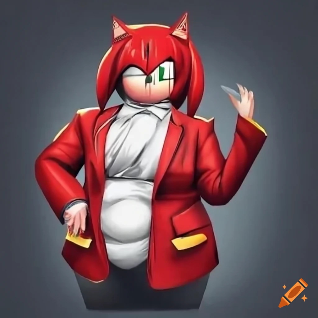 Obese amy rose wearing a stylish businesswoman suit on Craiyon