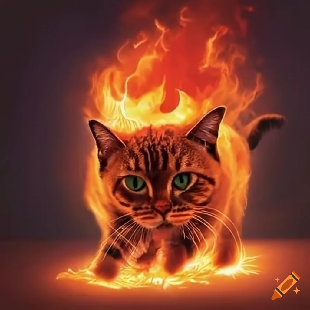 Fire cat launching a fireball on Craiyon