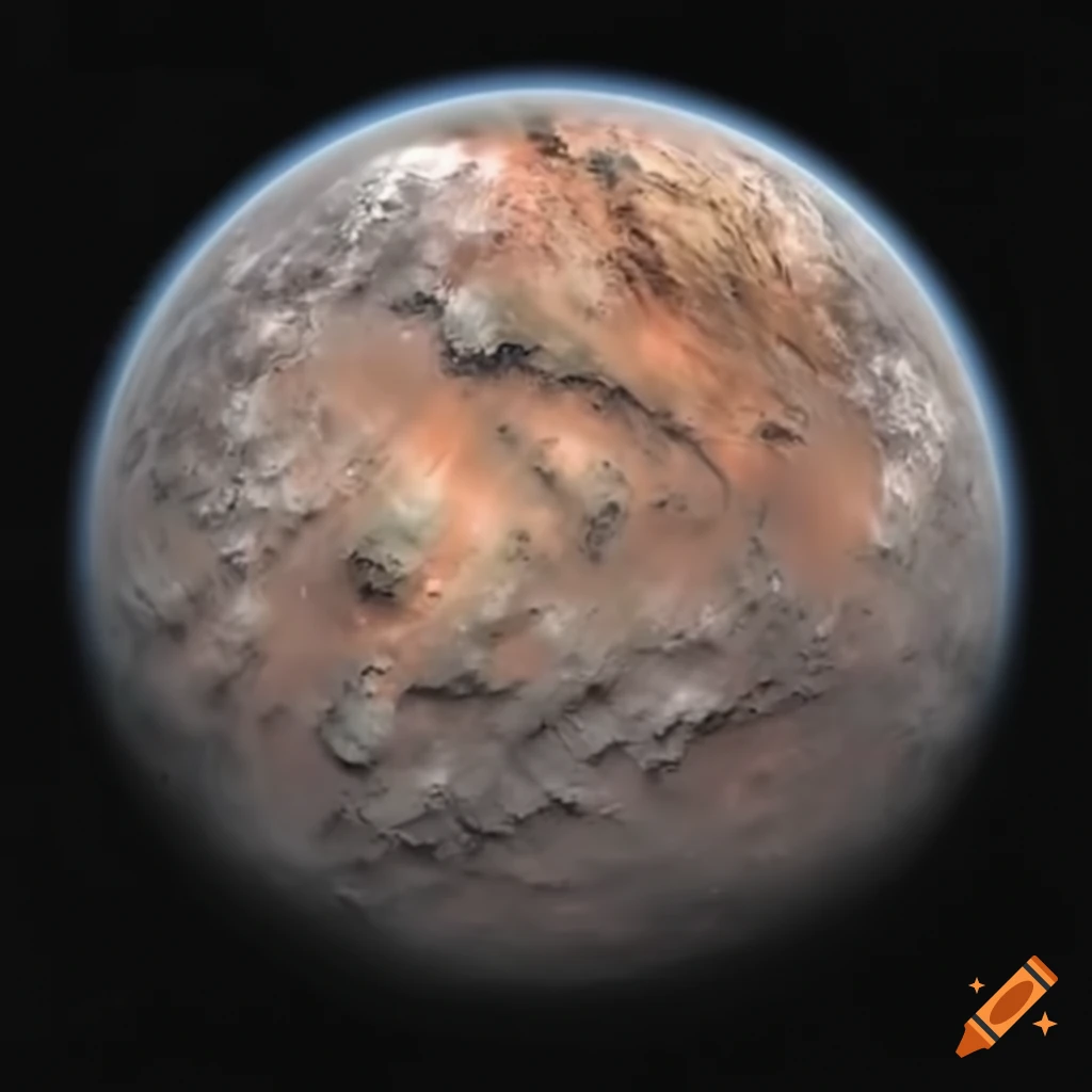 Small rocky planet illuminated in space view on Craiyon