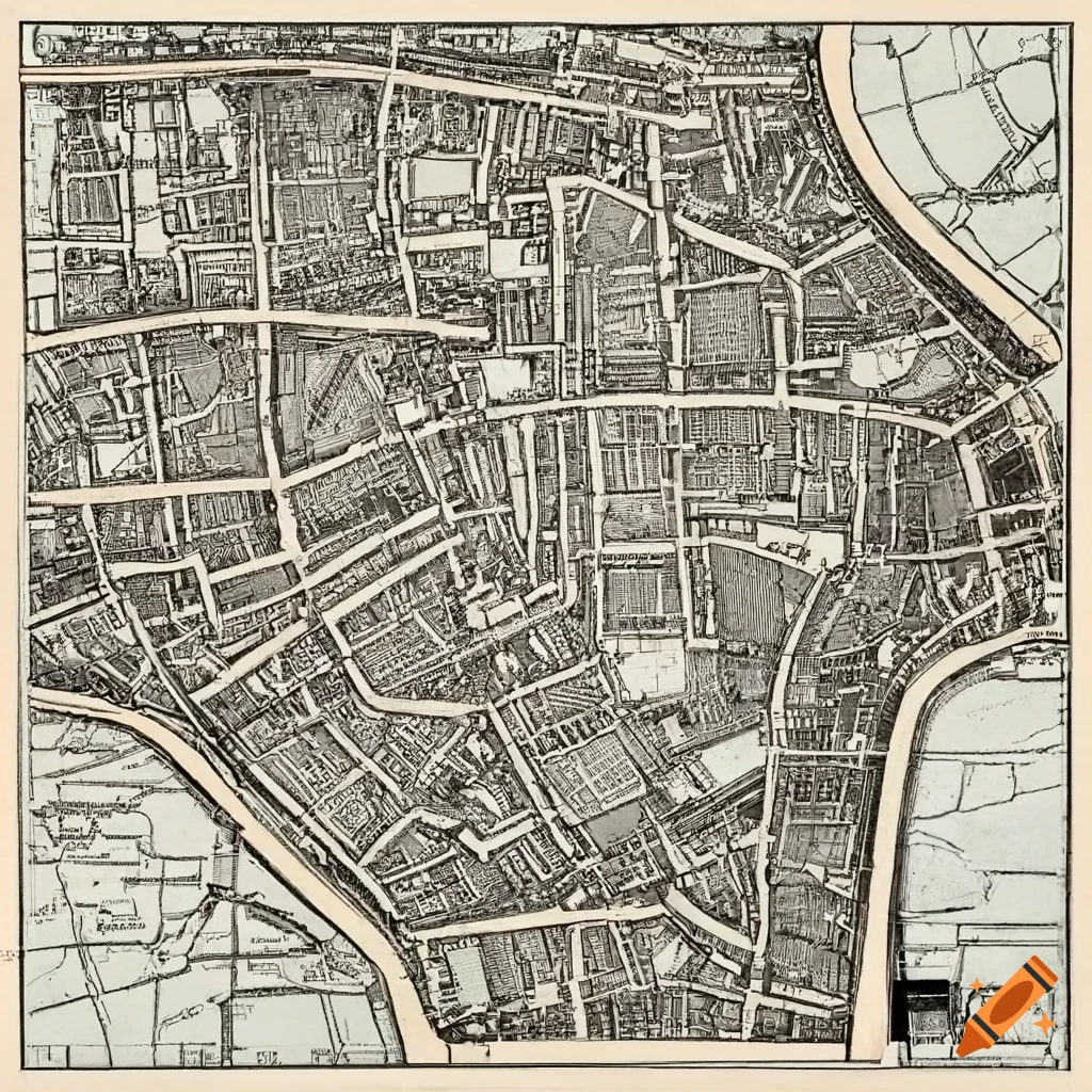 Top down map of London 1888 in 4k resolution on Craiyon