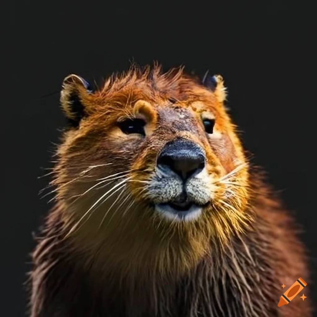 Beaver-lion hybrid face on Craiyon